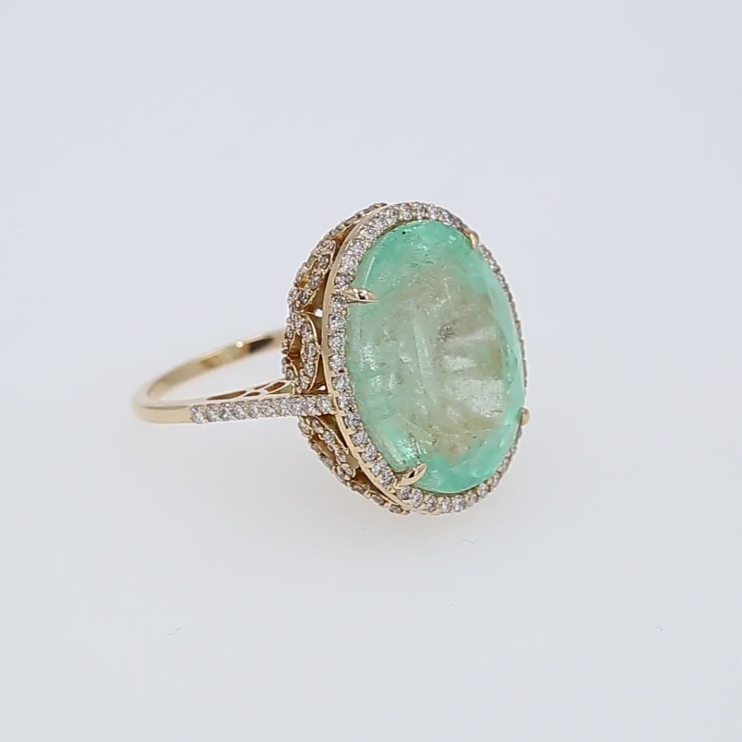 Colombian Emerald Ring: 22.66 ct tw Emeralds, 1.6 ct tw Diamonds, 14K ...